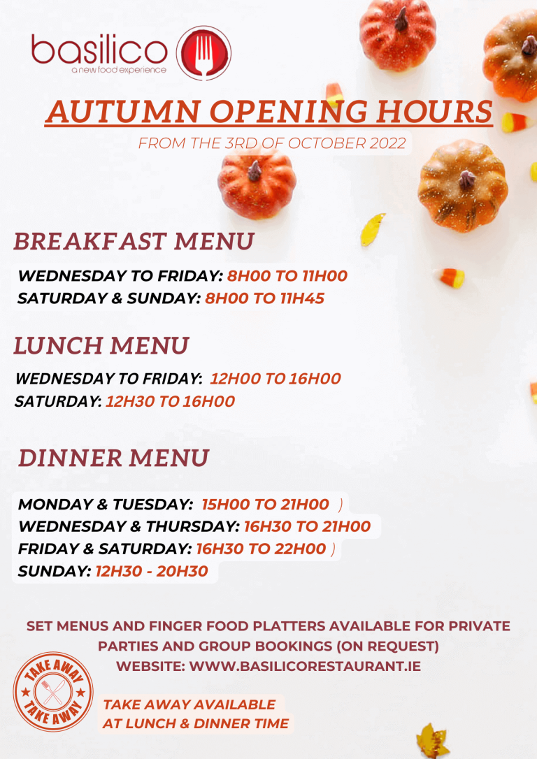 Dinner Menu - Basilico Restaurant